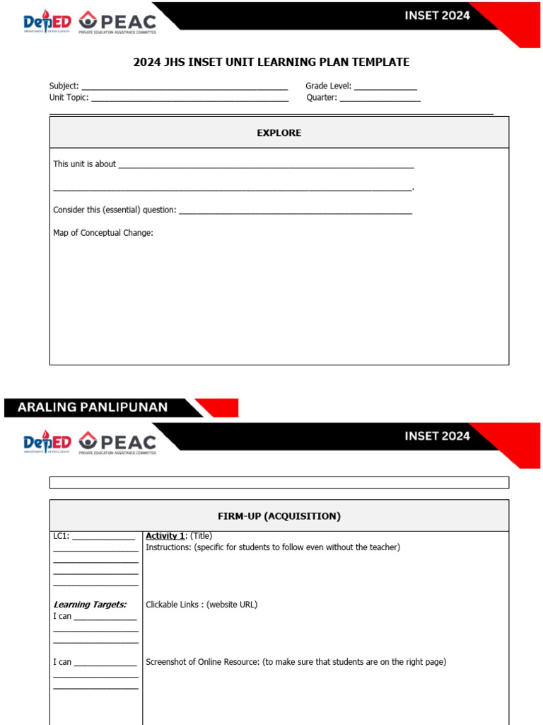 H28-2024 EFDT Learning Plan Template | PDF | Rubric (Academic) | Human ...