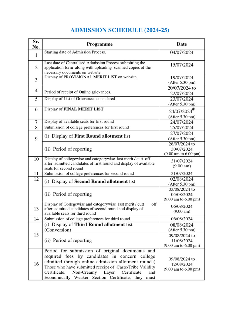 2024-25 UG UG Admission Schedule | PDF