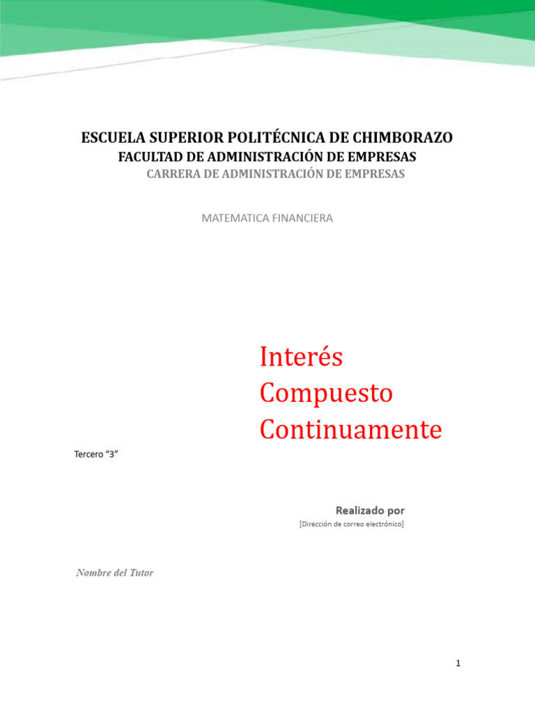 Deber de Mate-Exposicion, 1 | PDF | Interés | Interés compuesto