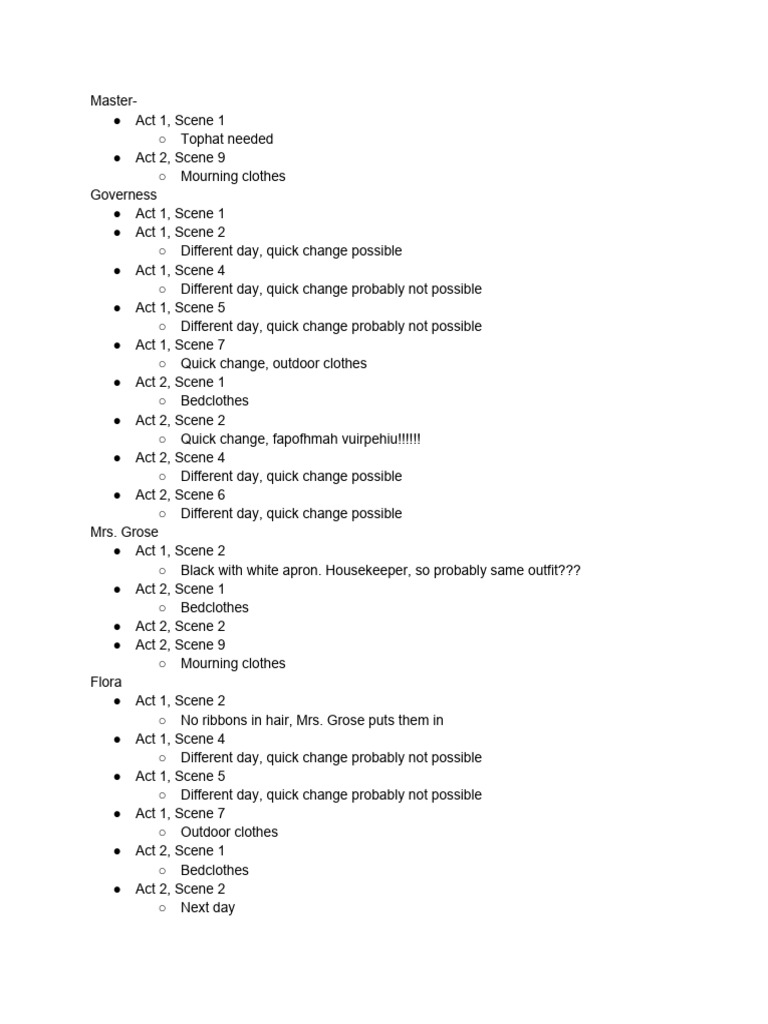 Costume Changes for Theatrical Scenes | PDF