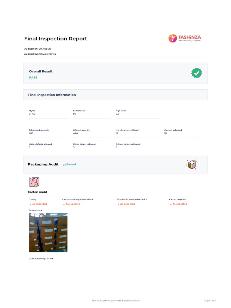 Final Inspection Report: PASS | PDF | Technology & Engineering
