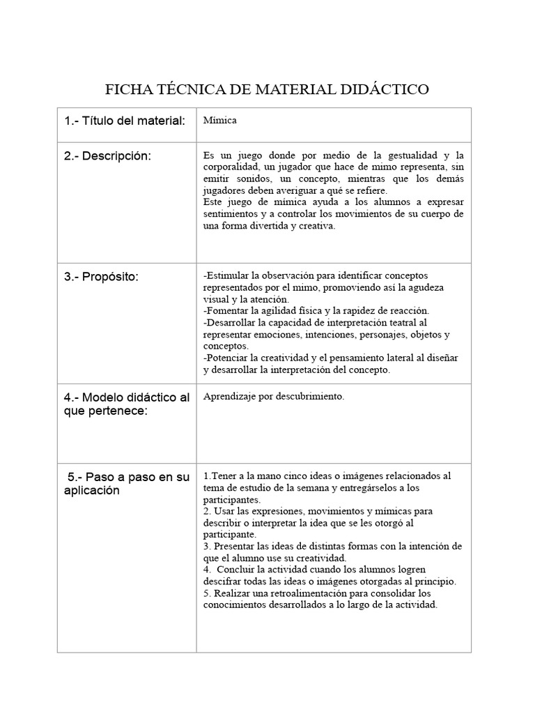Ficha Técnica de Material Didáctico | PDF | Creatividad | Aprendizaje