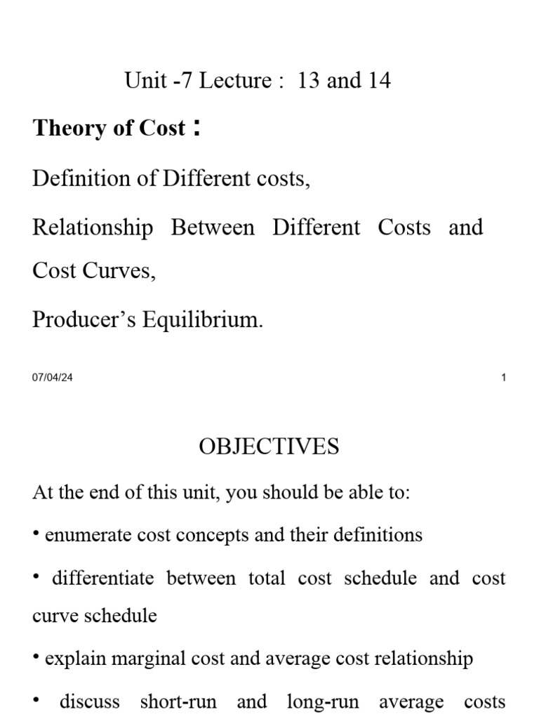 Microeconomics Lecture - 13and 14 | PDF | Average Cost | Long Run And ...