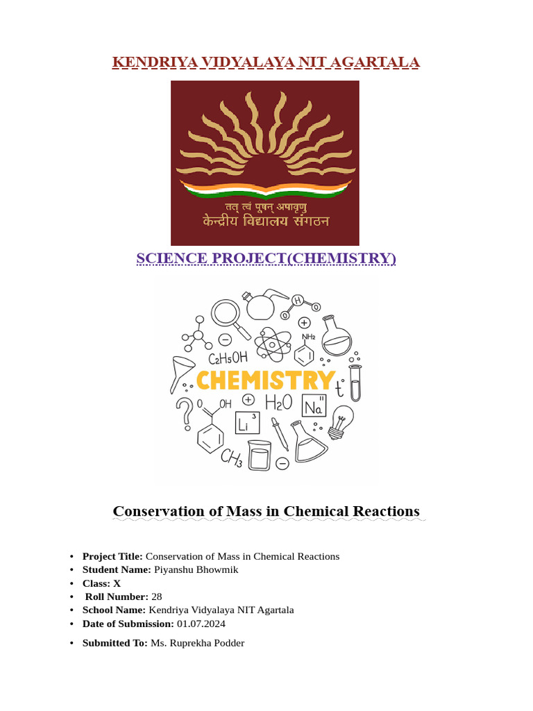 Chemistry Project School | PDF | Chemistry | Chemical Reactions