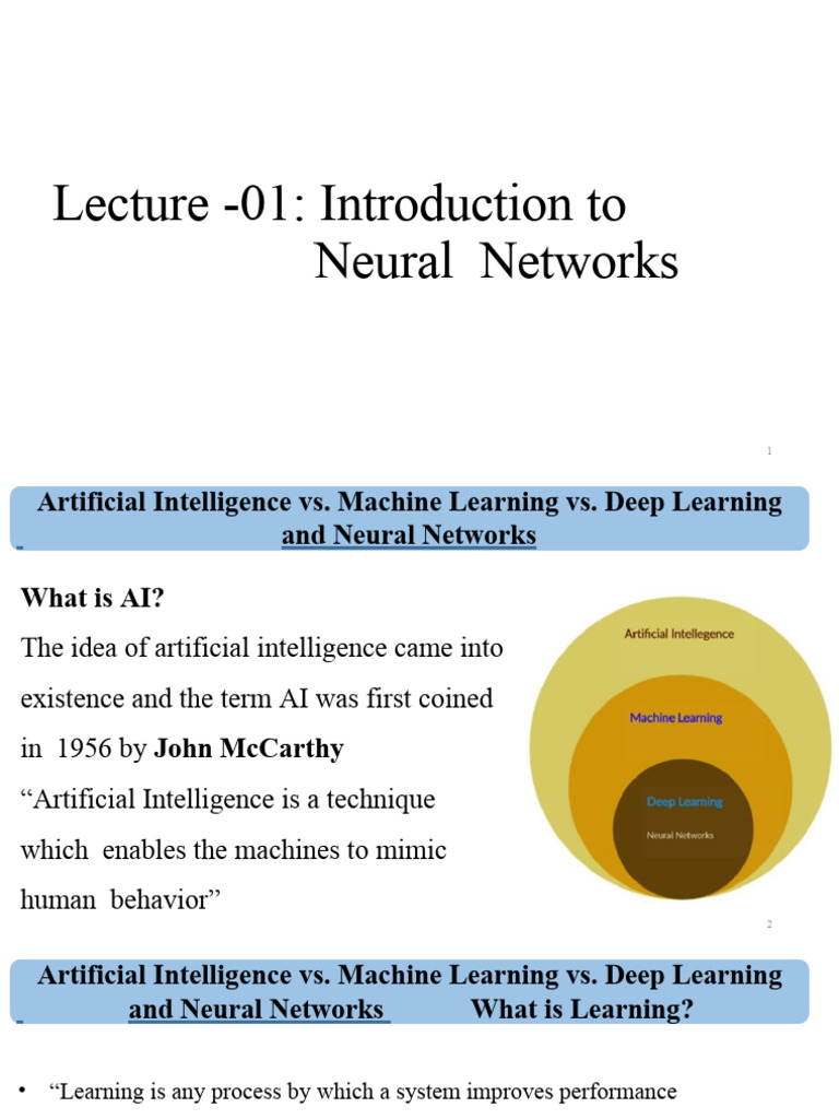 3-Intro To Deep Learning and Perceptron | PDF | Artificial Neural Network | Machine Learning