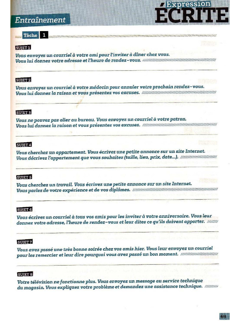 ABC TCF Expression Écrite 1-10 | PDF