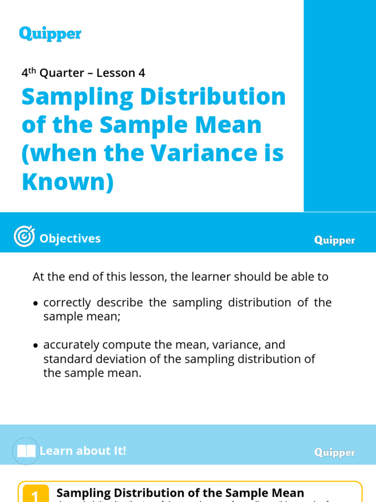 Q4W4 - Sampling Distribution of The Sample Mean - 0 | PDF | Variance ...