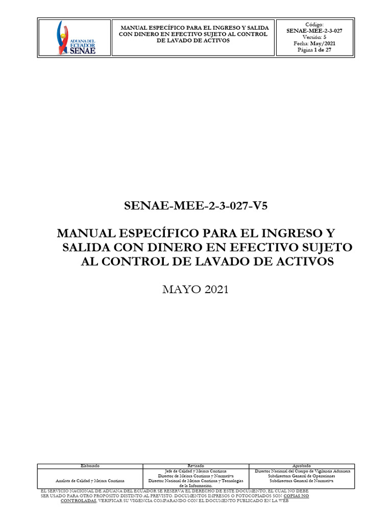 Senae Mee 2 3 027 V5 | PDF | aduana | Lavado de dinero
