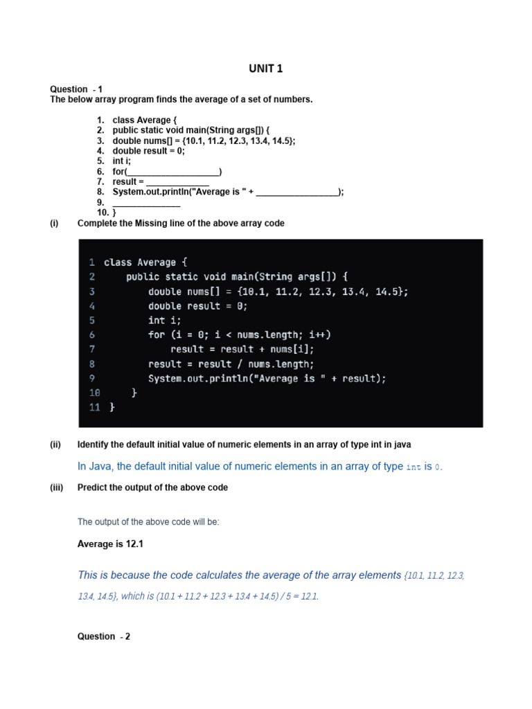 Java - QB | PDF | Class (Computer Programming) | Method (Computer ... Java - QB | PDF | Class (Computer Programming) | Method (Computer ...