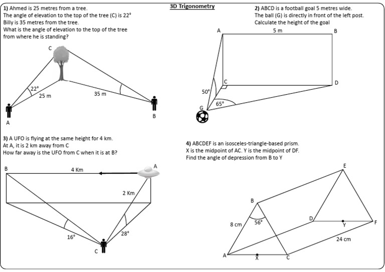 Trigonometry 3D Worksheet A A4 - Removed | PDF