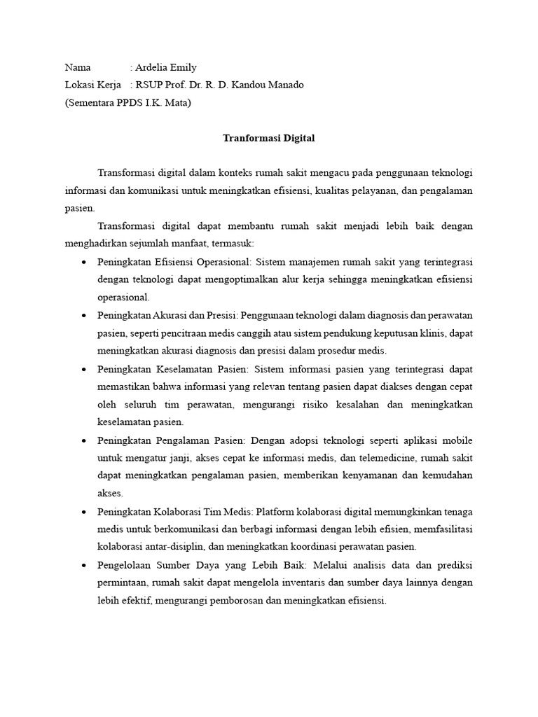 Transformasi Digital S2 MM - Ardelia Emily | PDF