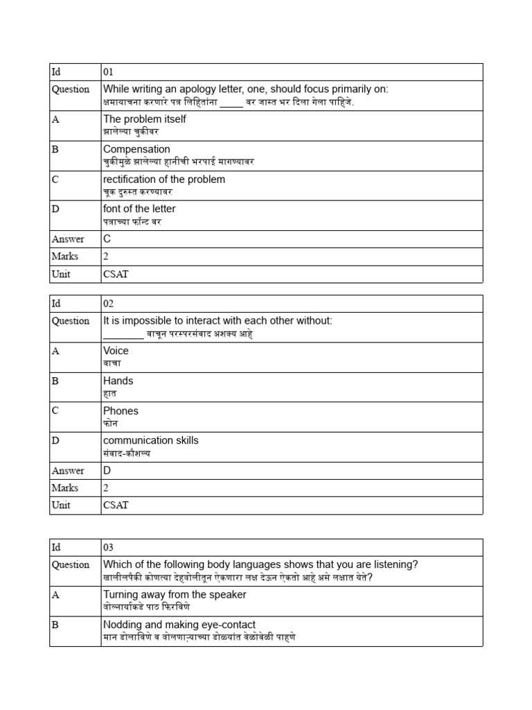 Csat Question Paper & Answer Key | PDF