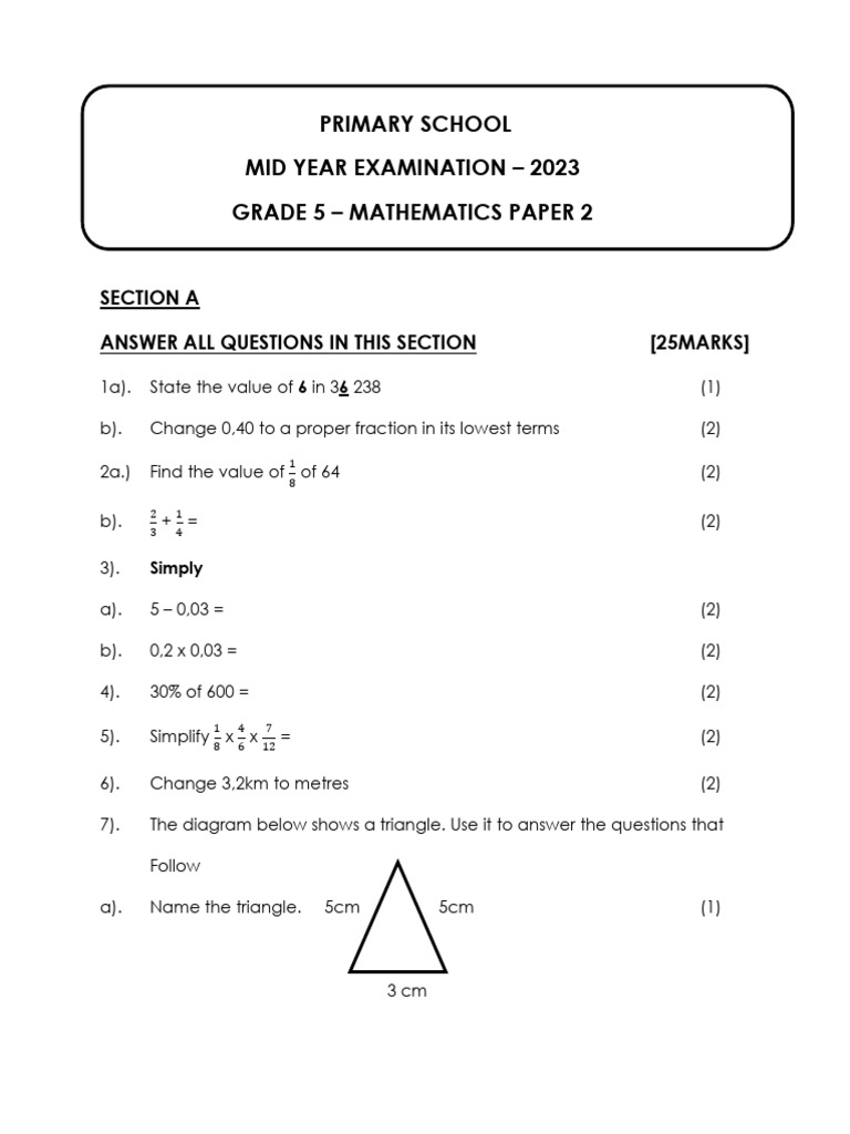 GR 5 Maths PP 2 | PDF