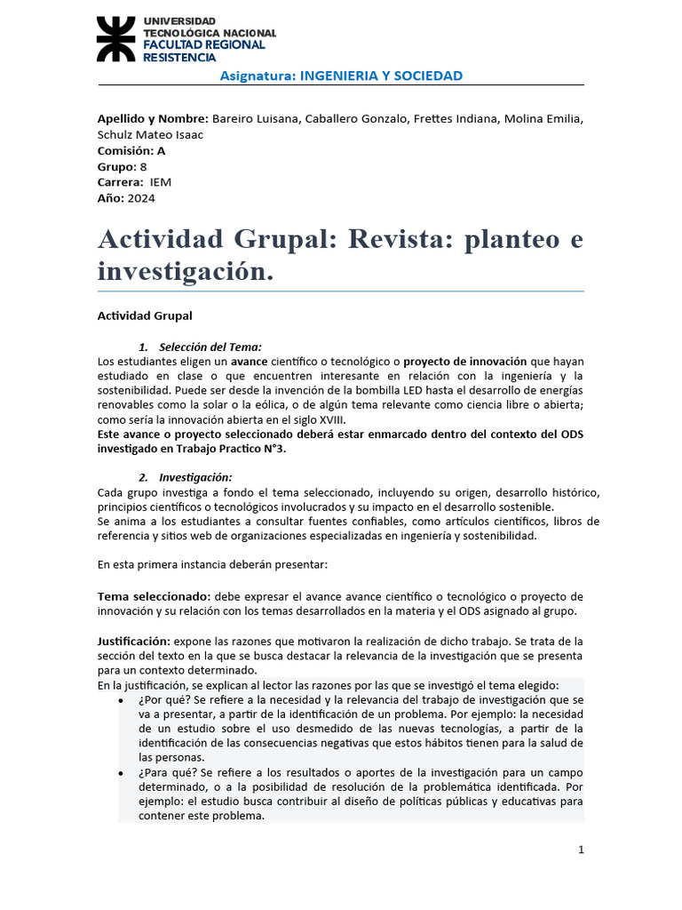 TP4 U5 ActividadGrupal Justificacion Investigacion | PDF | Energía solar | Energía renovable