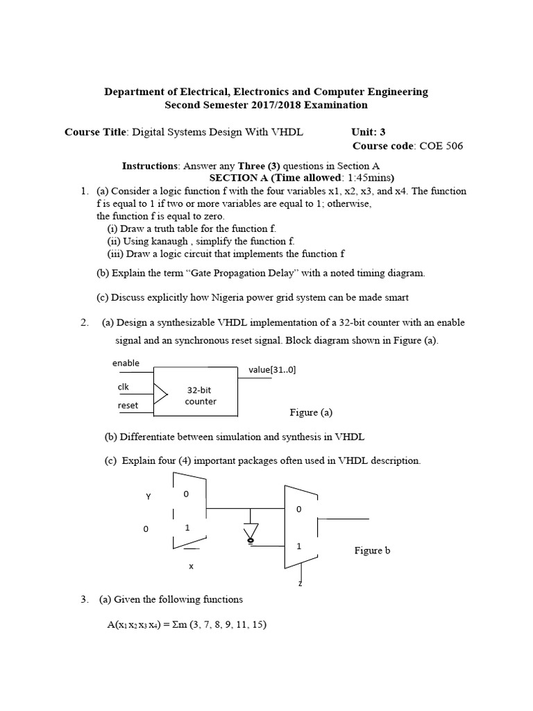 Coe506bexam17-18 VHDL | PDF | Vhdl | Logic Synthesis