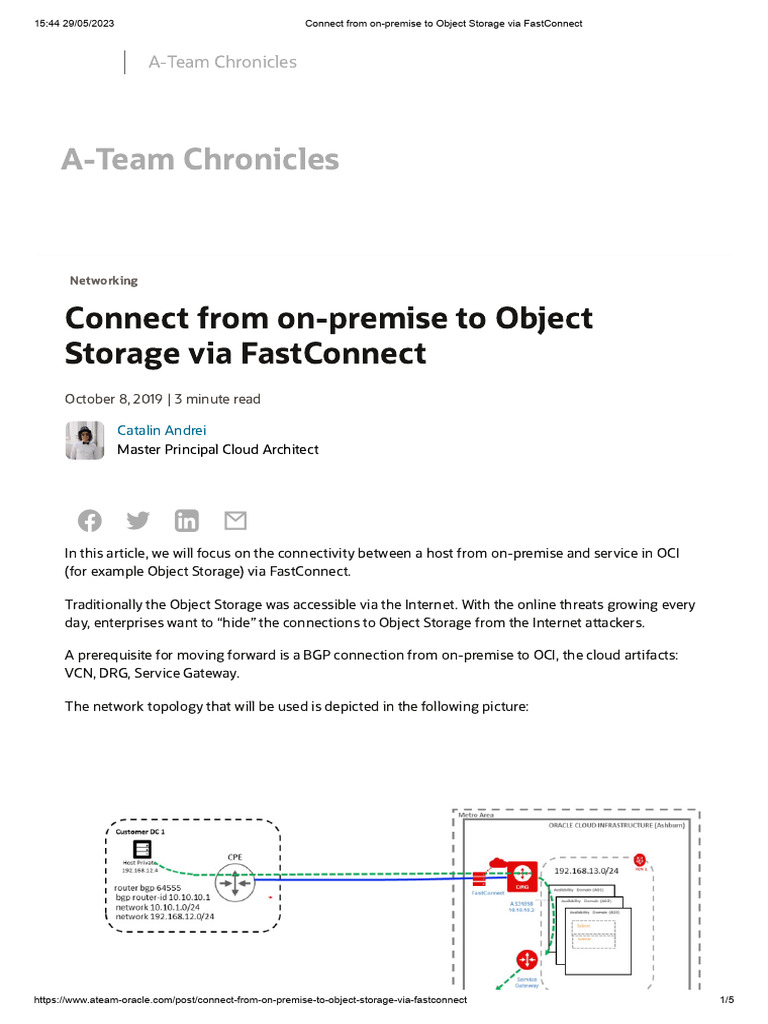 Connect From On-Premise To Object Storage Via FastConnect | PDF | Oracle Corporation | Service ...