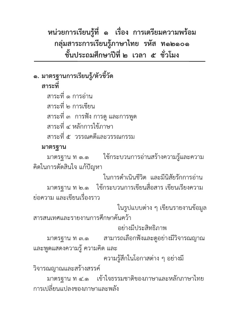 THAI_Lesson_plan_BBL_G2S1_Unit1_LP1-5_Preparation | PDF