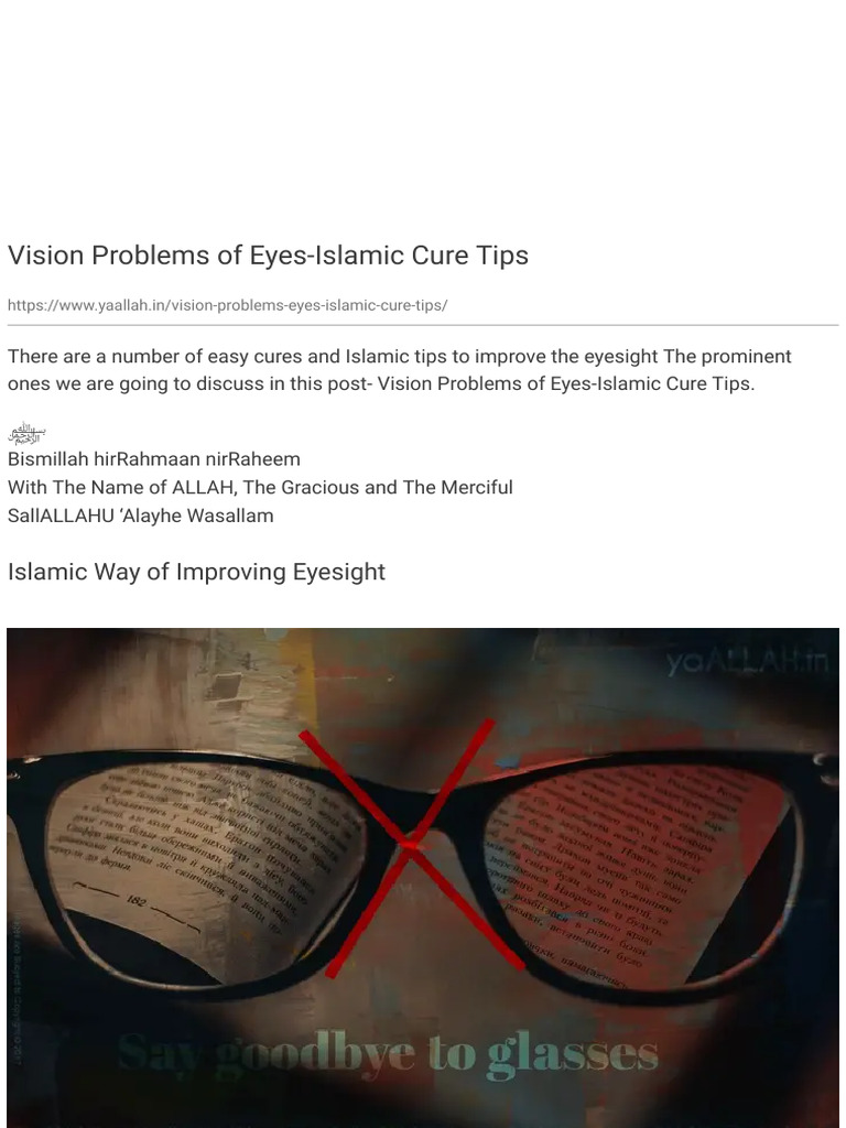 7 Sunnah Remedies! Vision Problems of Eyes-Islamic+ - 1692939016648 | PDF