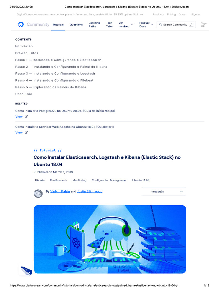 Como Instalar Elasticsearch, Logstash E... Stack) No Ubuntu 18.04 - DigitalOcean - Arquivo | PDF