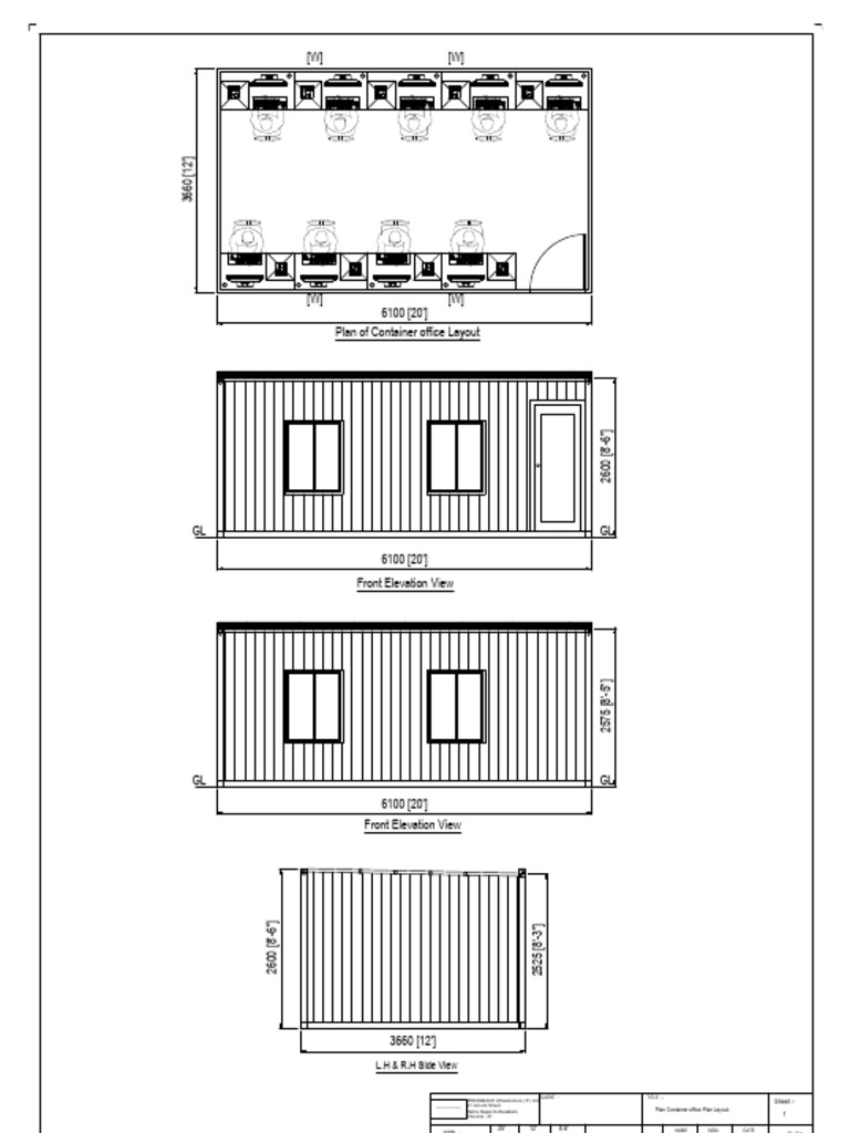 JSW - Container Plan & Elevation View Drawings. | PDF | Units Of ...