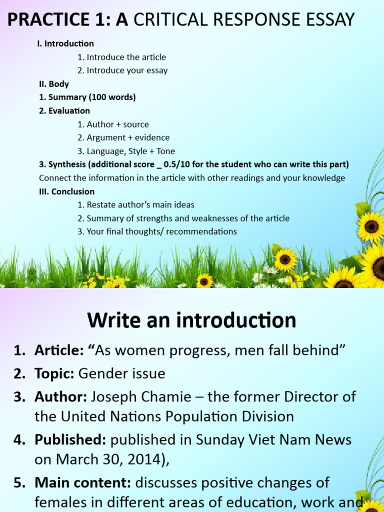 Practice 2 - Critical Response Essay | PDF | Essays