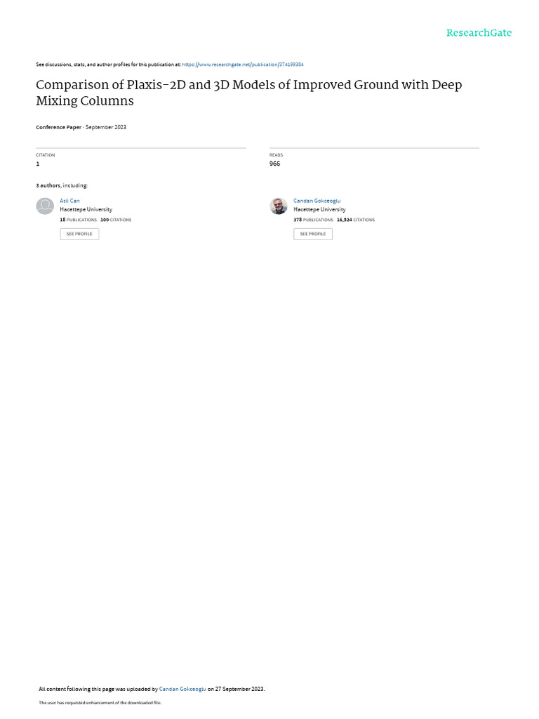 Comparison of Plaxis-2D and 3D Models of Improved Ground With Deep ...