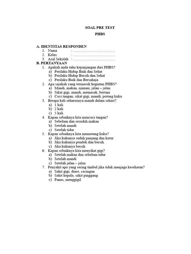 Soal Pre Test Dan Post Test | PDF