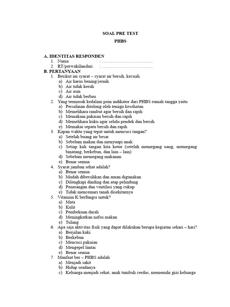SOAL PRE TEST DAN POST TEST_2 | PDF