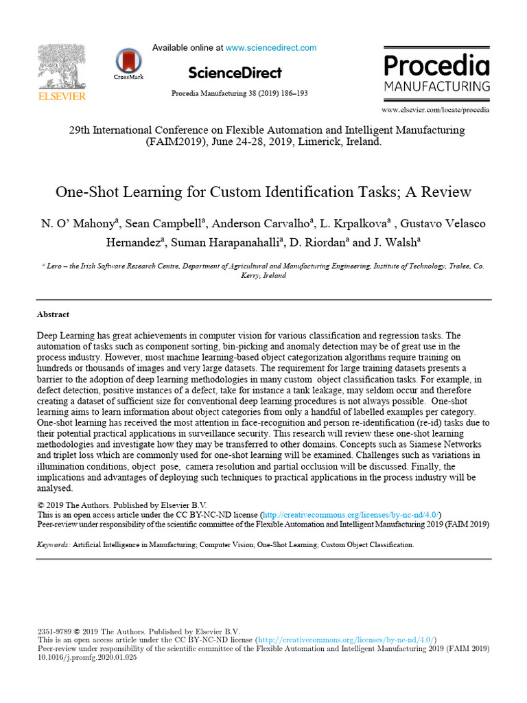 One-Shot Learning For Custom Identification Tasks A Review | PDF ...