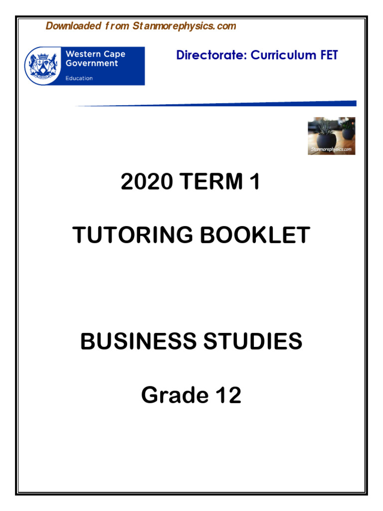 2020 - Term 1 GR 12 BSTD Tutoring | PDF | Recruitment | Strategic Management