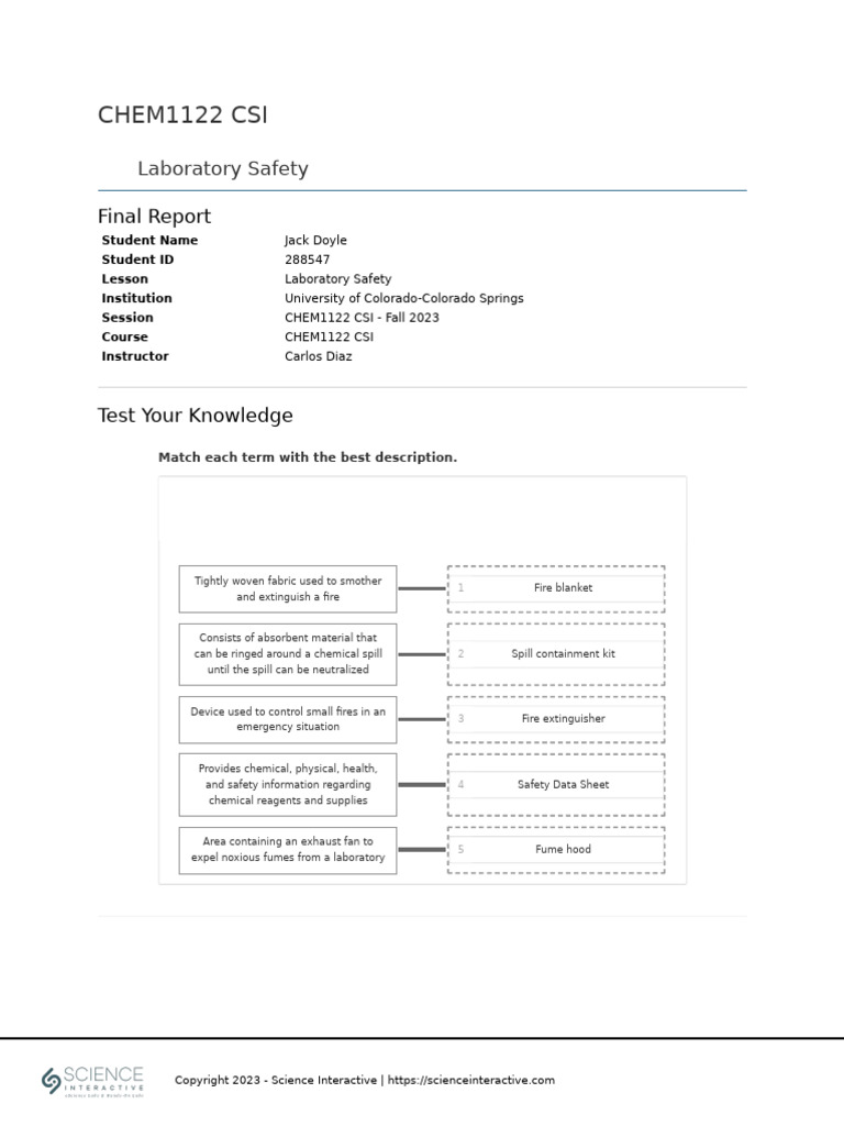 CHEM1122CSI LaboratorySafety 288547 | PDF | Bleach