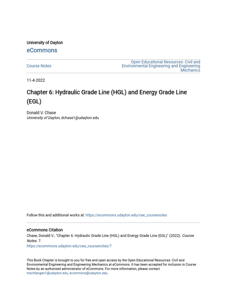Chapter 6 - Hydraulic Grade Line (HGL) and Energy Grade Line (EGL ...