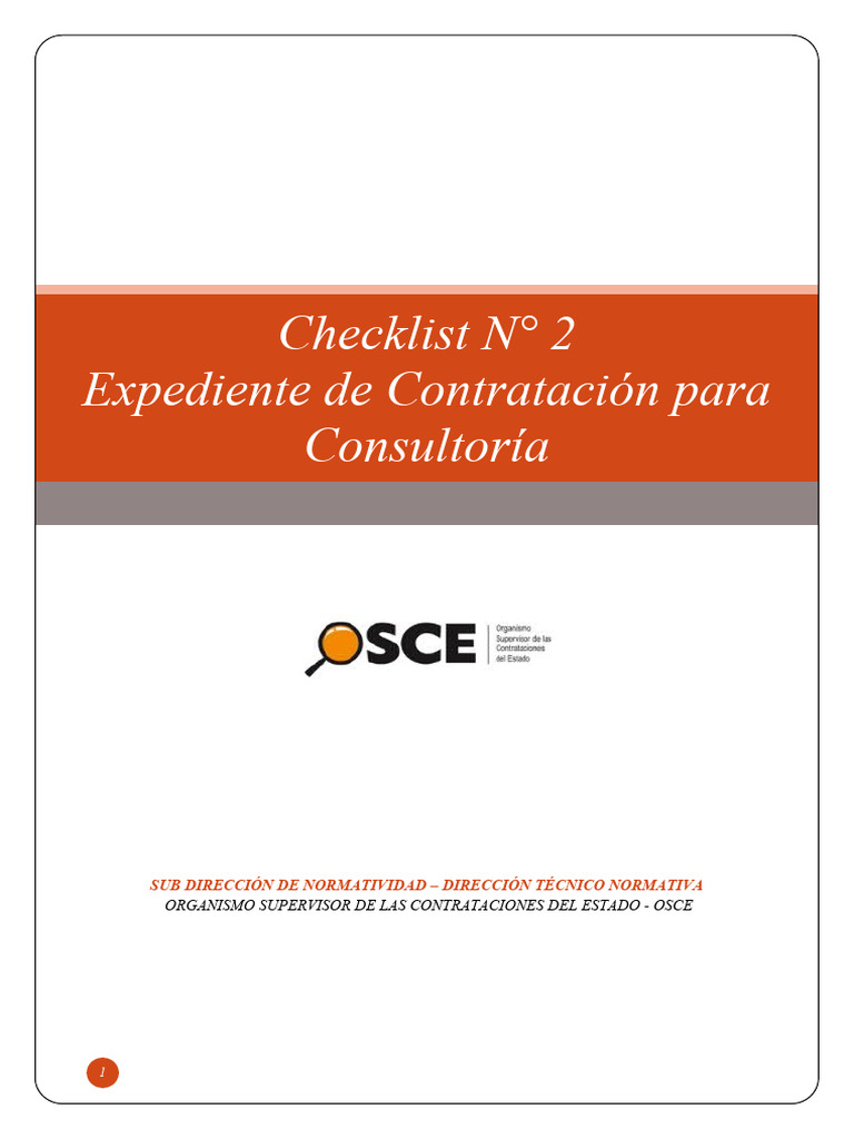 Checklist #2 Expediente de Contratación para Consultoría: Sub Dirección de Normatividad ...