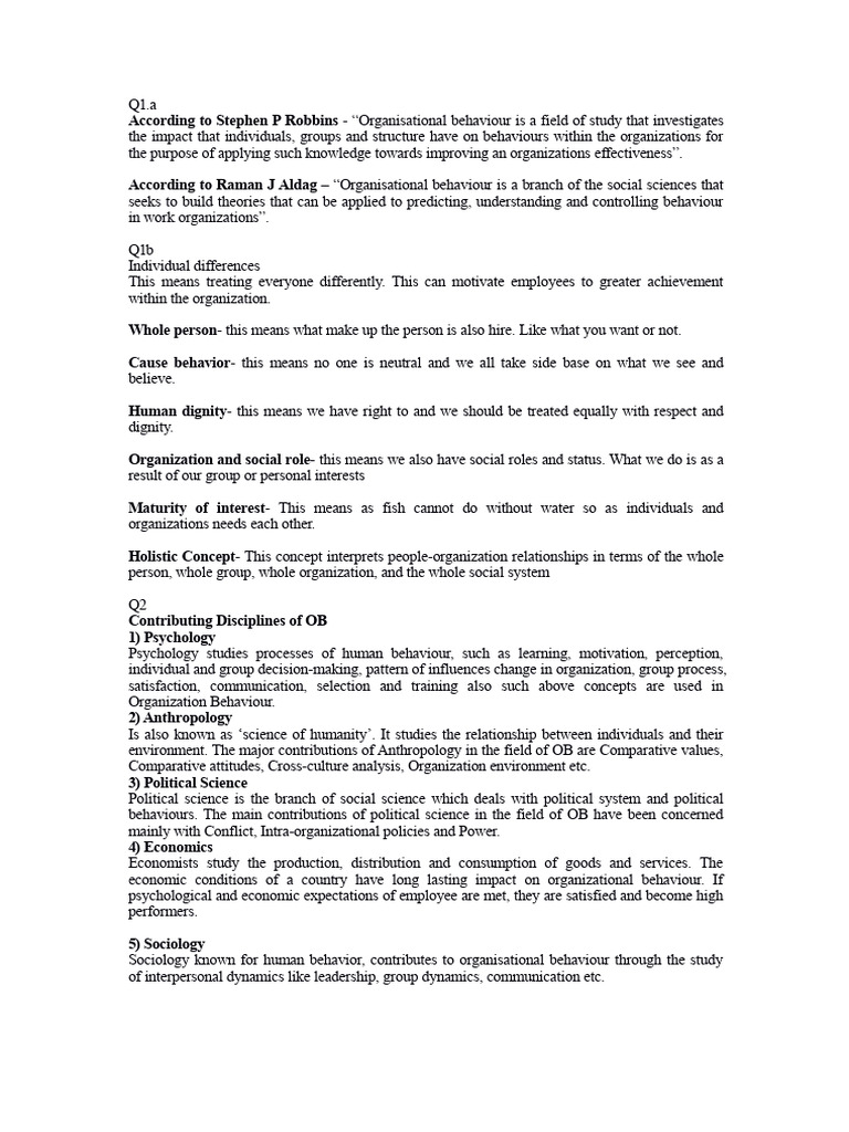 Ob Exam Guides | PDF | Organizational Behavior | Behavior