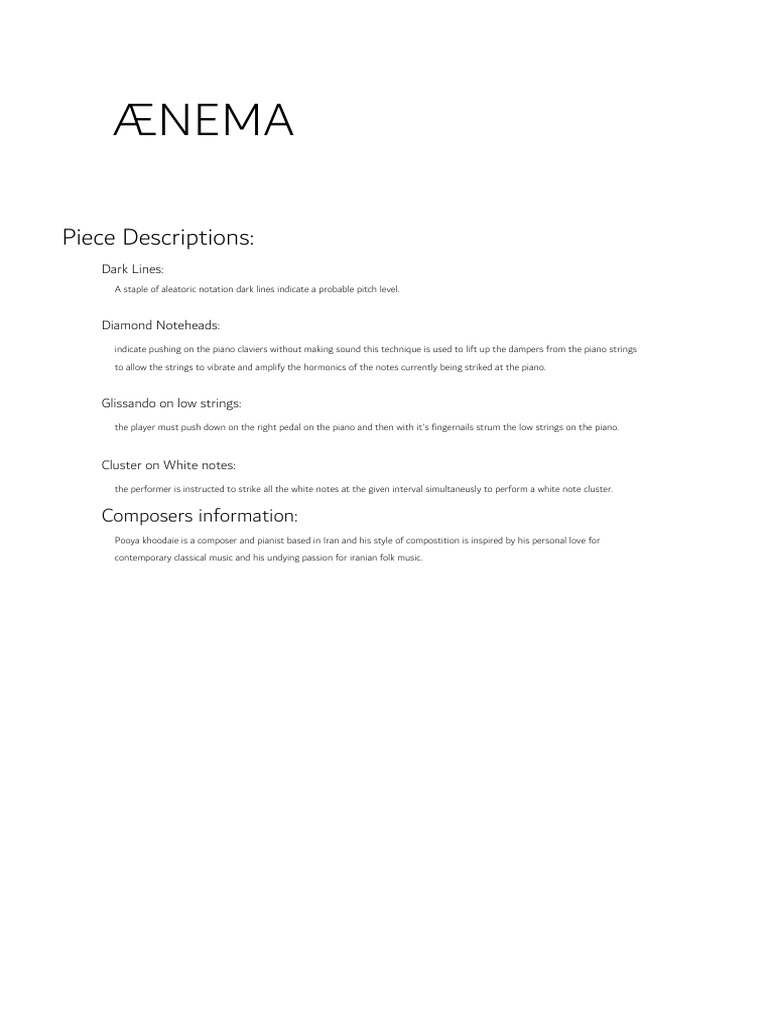 ÆNEMA P.khodaie | PDF | Piano | String Instruments