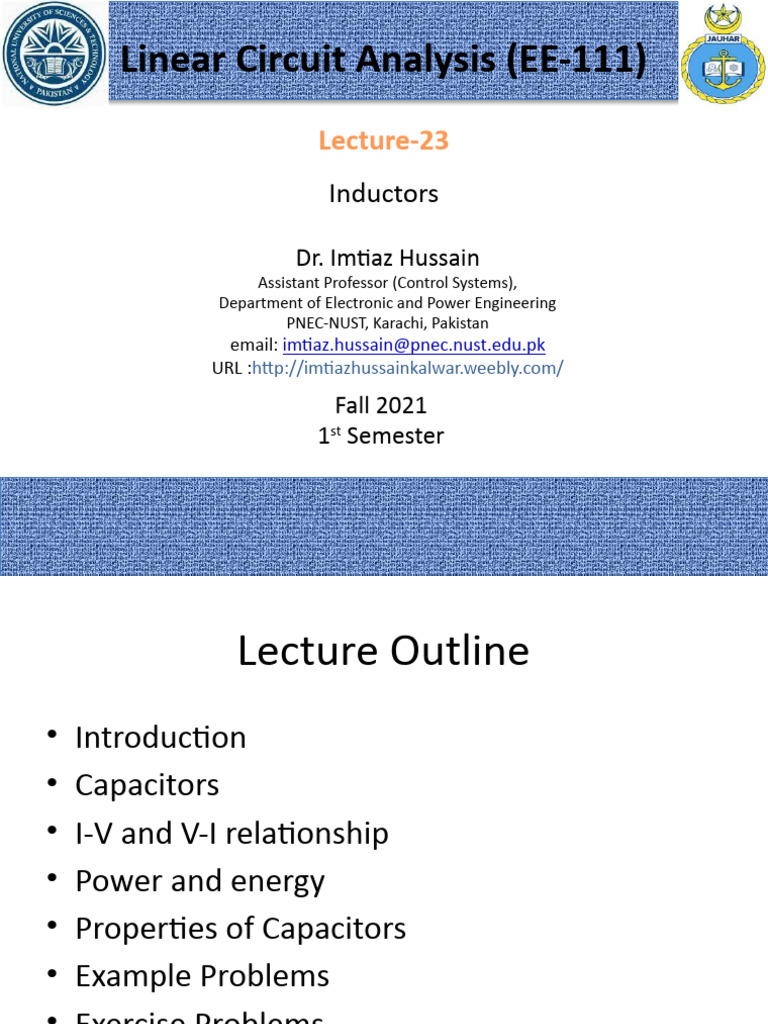 Lecture 23 Inductors | PDF | Inductor | Inductance