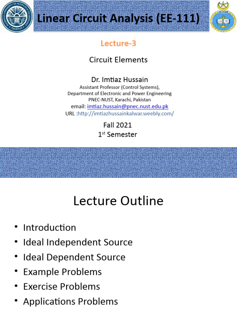 Lecture-3 Circuit Elements | PDF | Electrical Network | Passivity (Engineering)