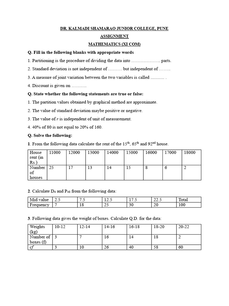 Xi Com Assignment | PDF | Standard Deviation | Variance