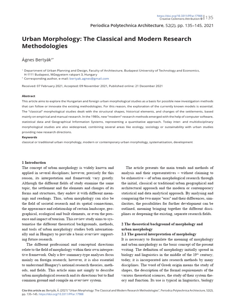 Urban Morphology The Classical and Modern Research-Periodica ...