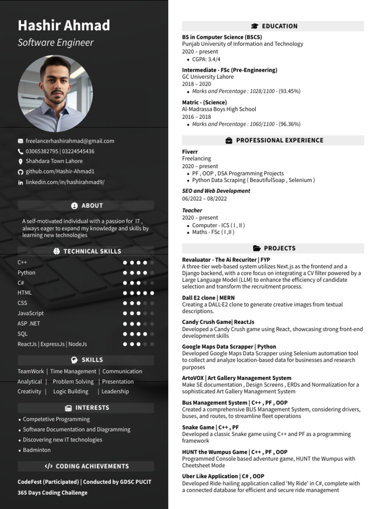 Hashir Ahmad: Software Engineer | PDF | Computer Programming | Web Development