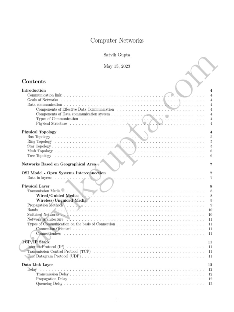 Computer Networks: Satvik Gupta May 15, 2023 | PDF | Internet Protocol ...