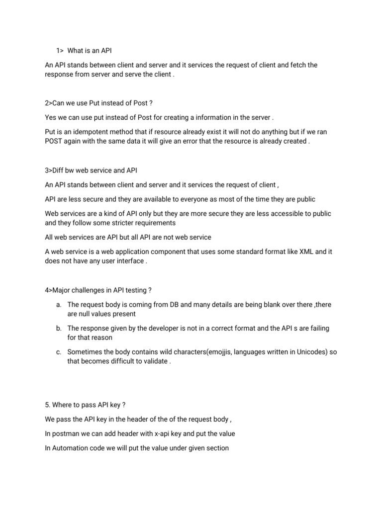 Interview questions API | PDF Interview questions API | PDF
