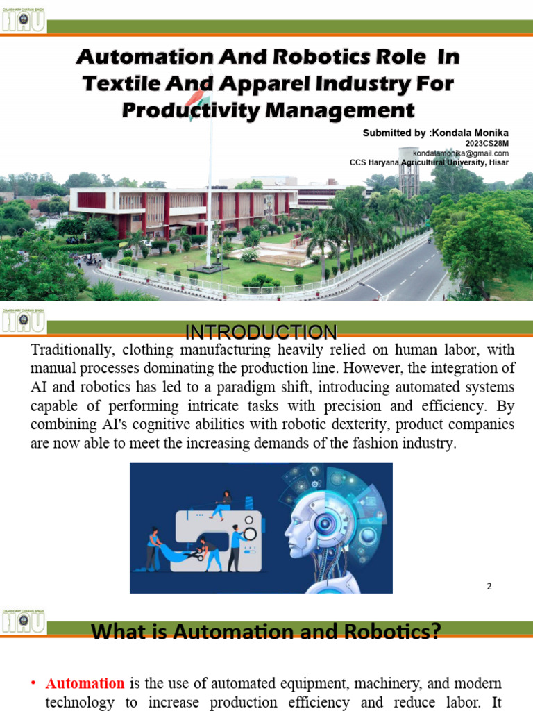 Role of Robotics in textiles | PDF | Automation | Textiles