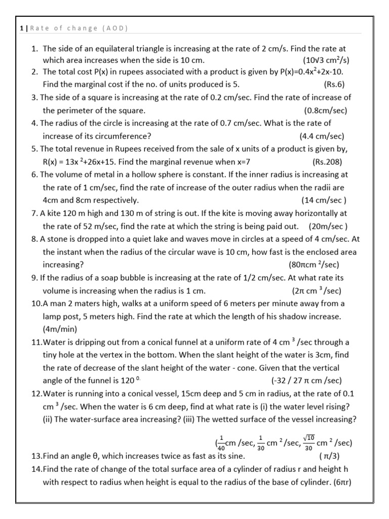 Rate of Change (AOD) | PDF | Area | Length