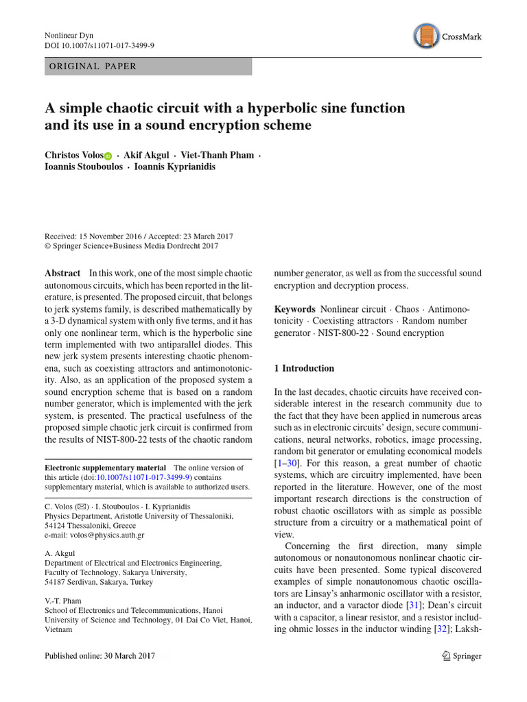 Volos 2017 | PDF | Chaos Theory | Applied Mathematics