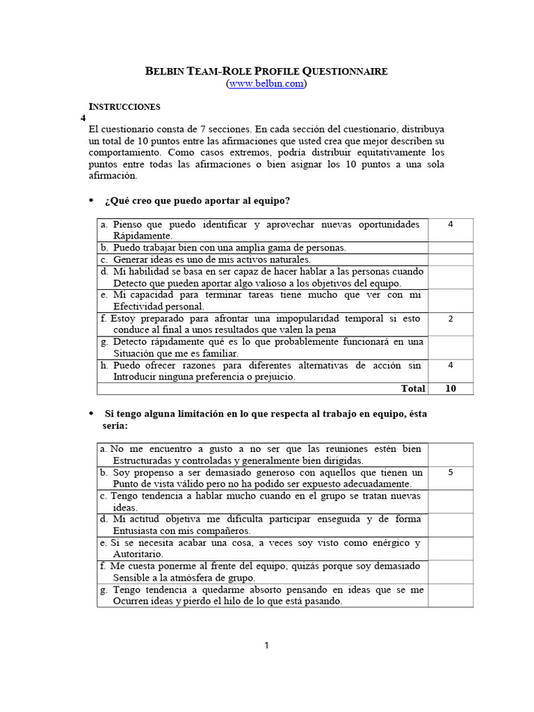 5 PRODUCTO 02 TEST BELBIN | PDF | Liderazgo | Sicología
