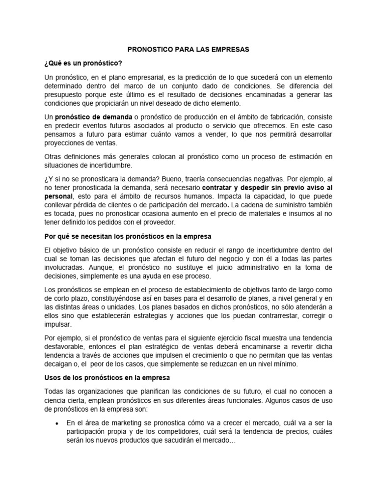 Pronósticos Empresariales Esenciales | PDF | Investigación cuantitativa | Gestión de recursos ...