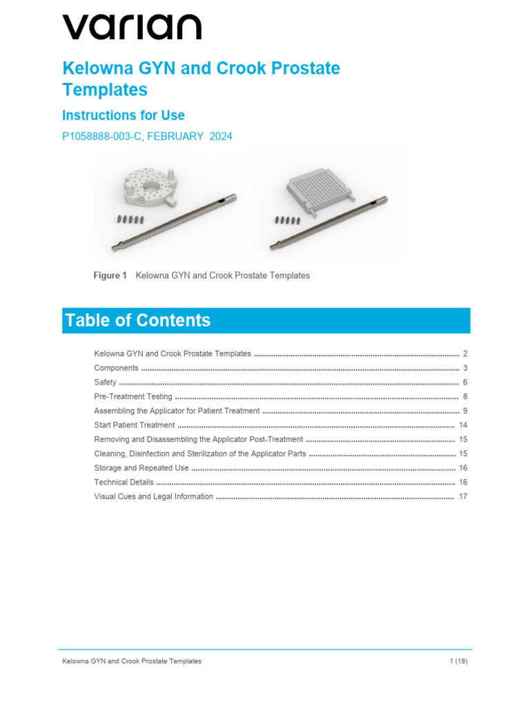 Kelowna GYN and Crook Prostate Templates Instructions for Use | PDF ...