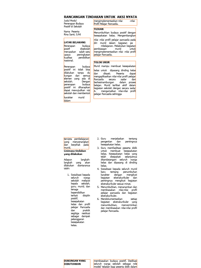 Tabel Rancangan Tindakan Untuk Aksi Nyata Lilis Rina Santi 1 | PDF ...