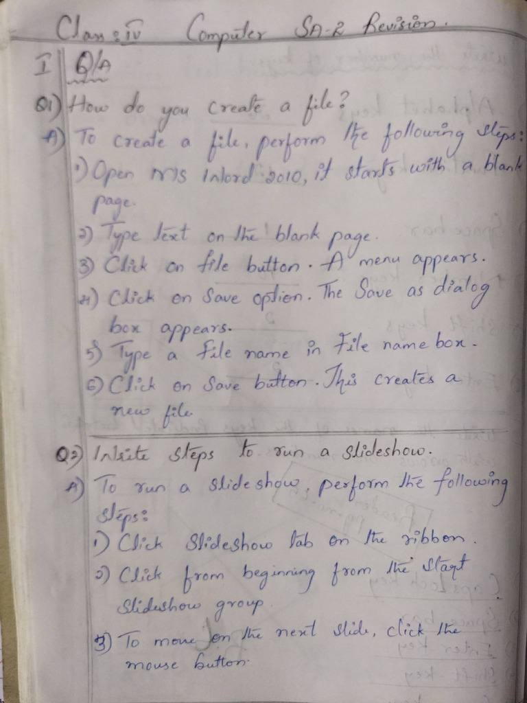 Class 4 Computer SA 2 Revision | PDF